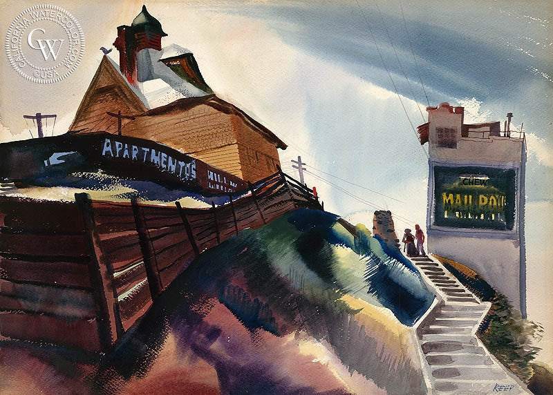 L.A. Hilltop (Near Bunker Hill), 1937, art by Edward Reep – California ...