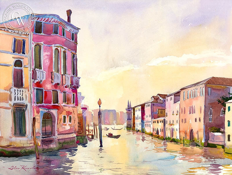 Near the Grand Canal, Venice, art by Glen Knowles – California Watercolor