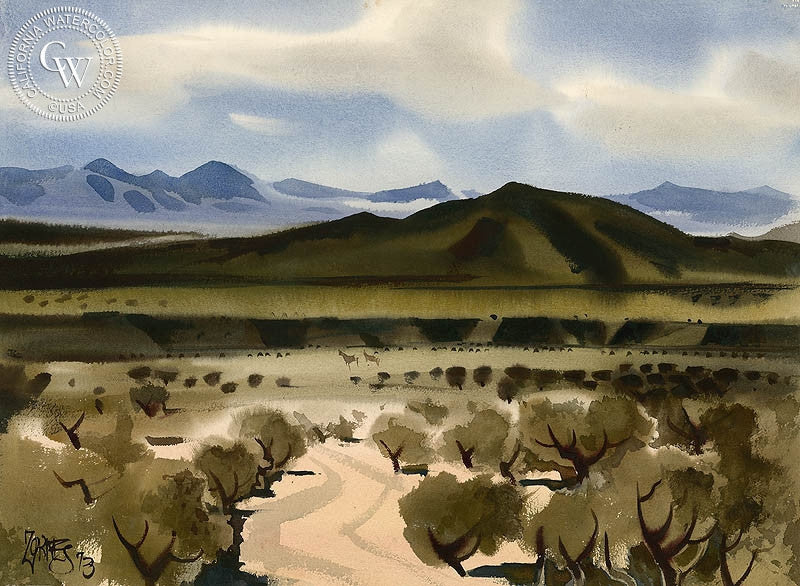 Desert Scene, 1973, art by Milford Zornes – California Watercolor