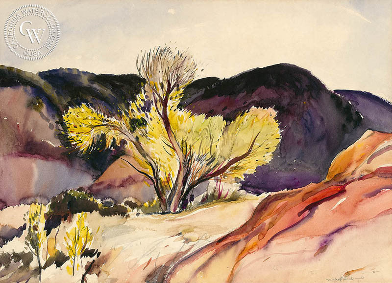 Yellow Tree, c. 1940's, art by Millard Sheets – California Watercolor