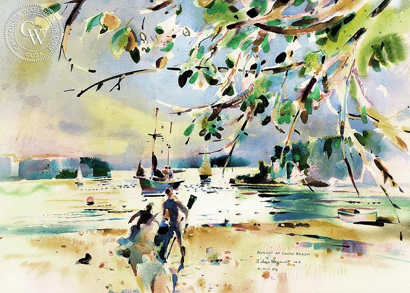 August at South Beach, art by Rex Brandt – California Watercolor