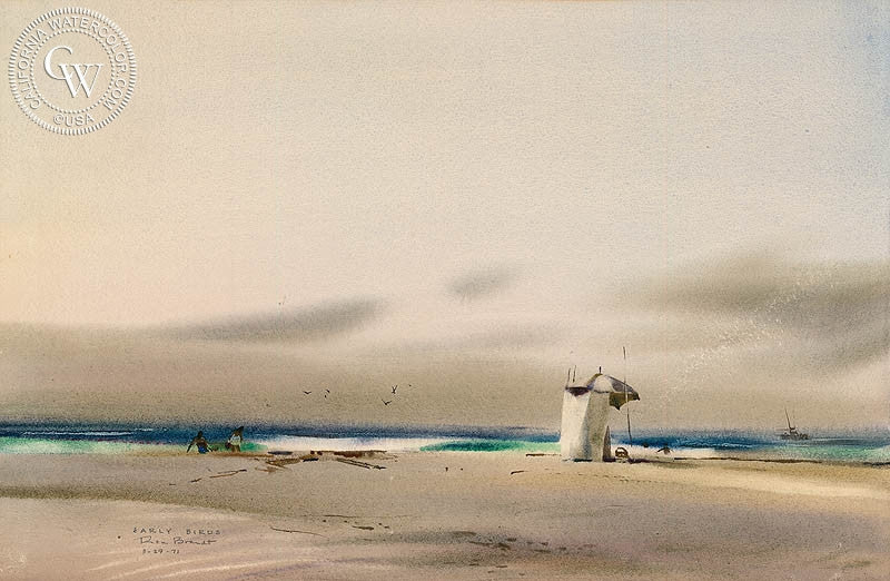 Early Birds, 1971, art by Rex Brandt – California Watercolor