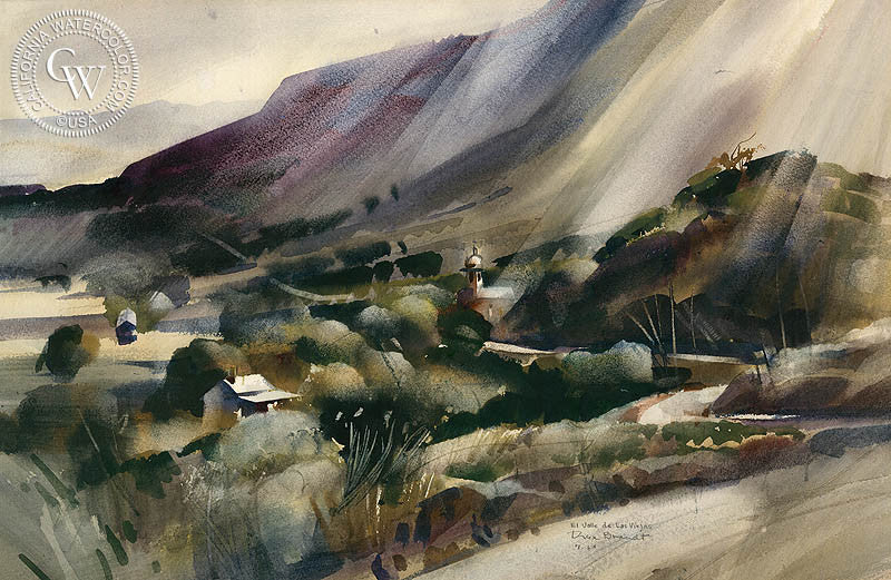 El Valle de Las Viejas, 1964, art by Rex Brandt – California Watercolor