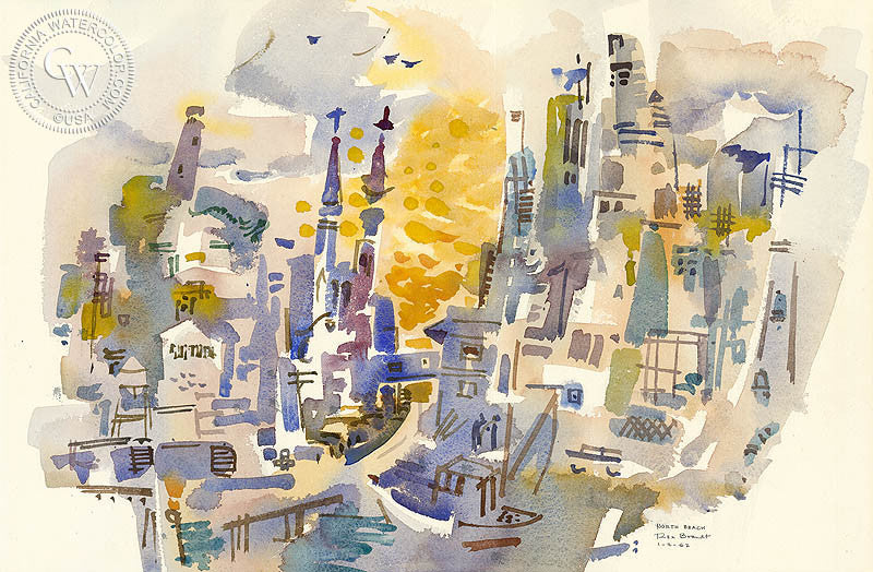 North Beach, 1962, art by Rex Brandt – California Watercolor