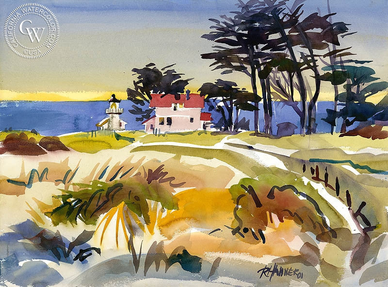 Point Cabrillo Lighthouse, art by Ron Hanner – California Watercolor