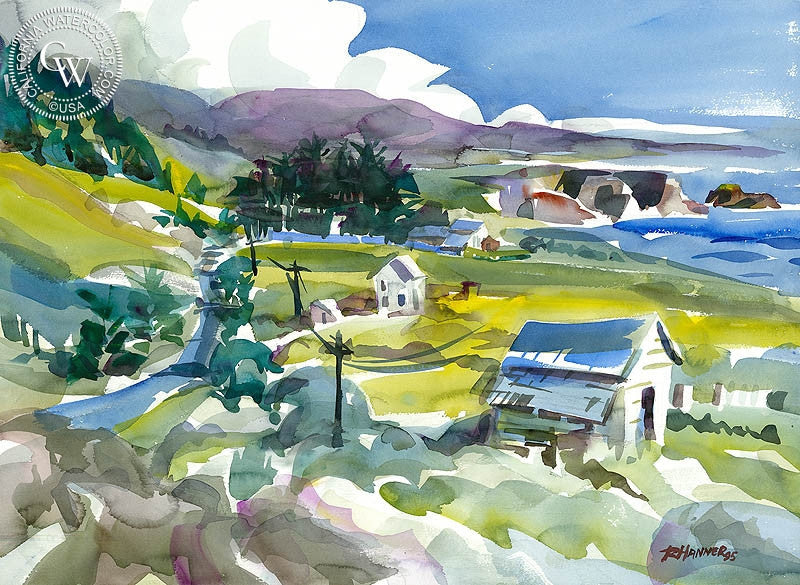 South of Westport, Mendocino, art by Ron Hanner – California Watercolor