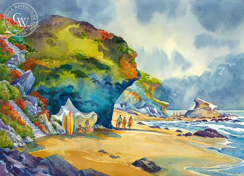 Laguna Beach, CA, a California watercolor painting by Sid Bingham ...
