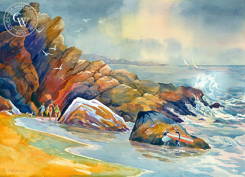 Sycamore Cove, CA, watercolor art by Sid Bingham – California Watercolor